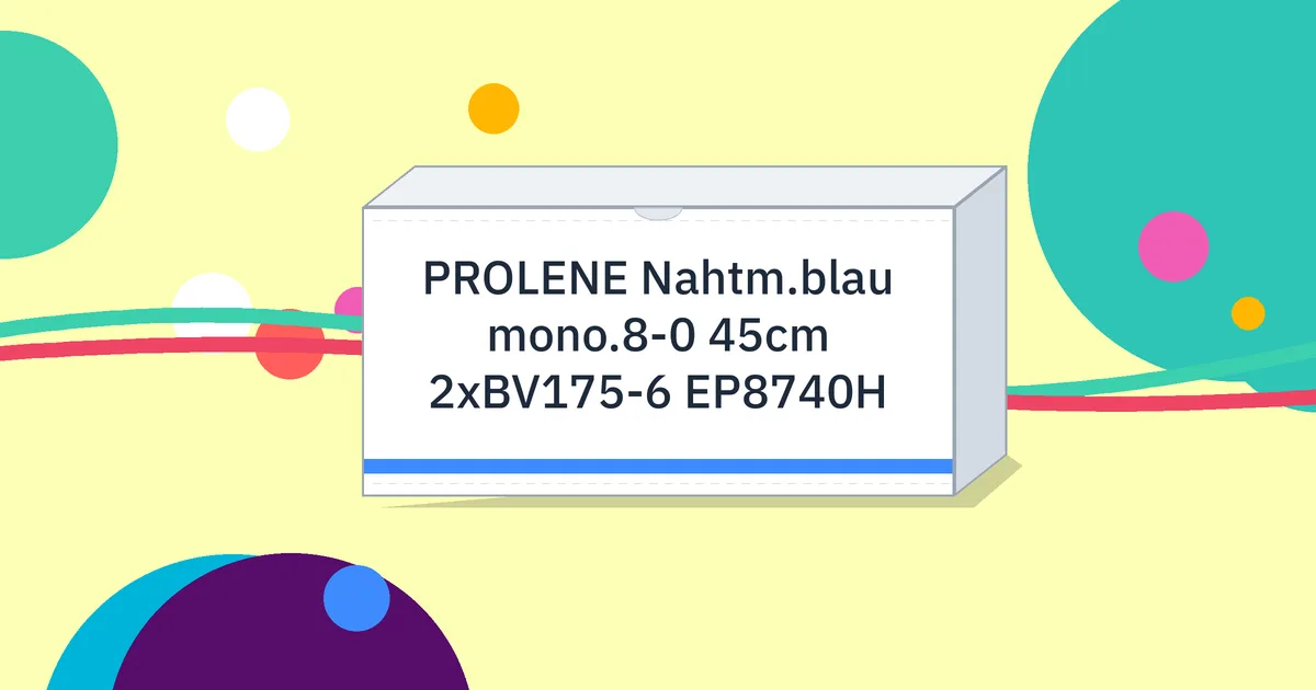 Symbolbild: Packung mit der Aufschrift PROLENE Nahtm.blau mono.8-0 45cm 2xBV175-6 EP8740H (PZN 20852716) – Verfügbarkeit und Bezug in Apotheken in Frankfurt am Main