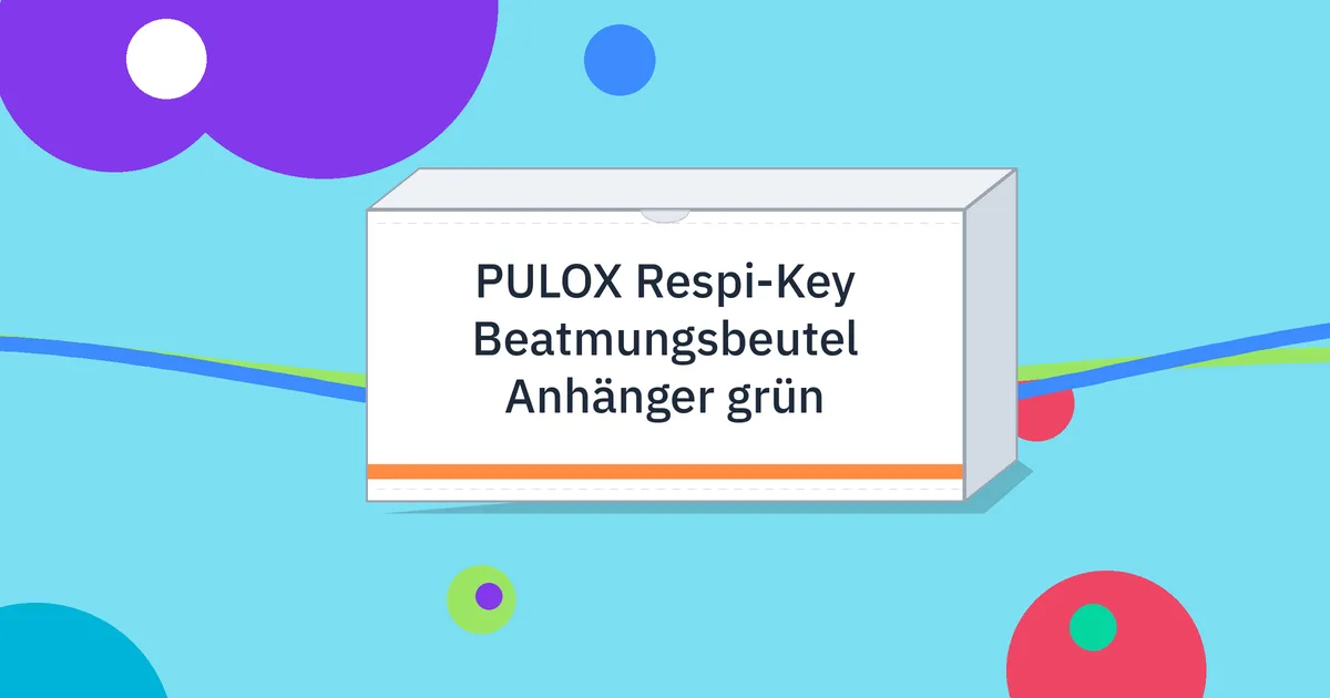 Symbolbild: Packung mit der Aufschrift PULOX Respi-Key Beatmungsbeutel Anhänger grün (PZN 08430846) – Verfügbarkeit und Bezug in Apotheken in Frankfurt am Main