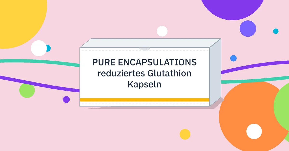 Symbolbild: Packung mit der Aufschrift PURE ENCAPSULATIONS reduziertes Glutathion Kapseln (PZN 02767786) – Verfügbarkeit und Bezug in Apotheken in Frankfurt am Main