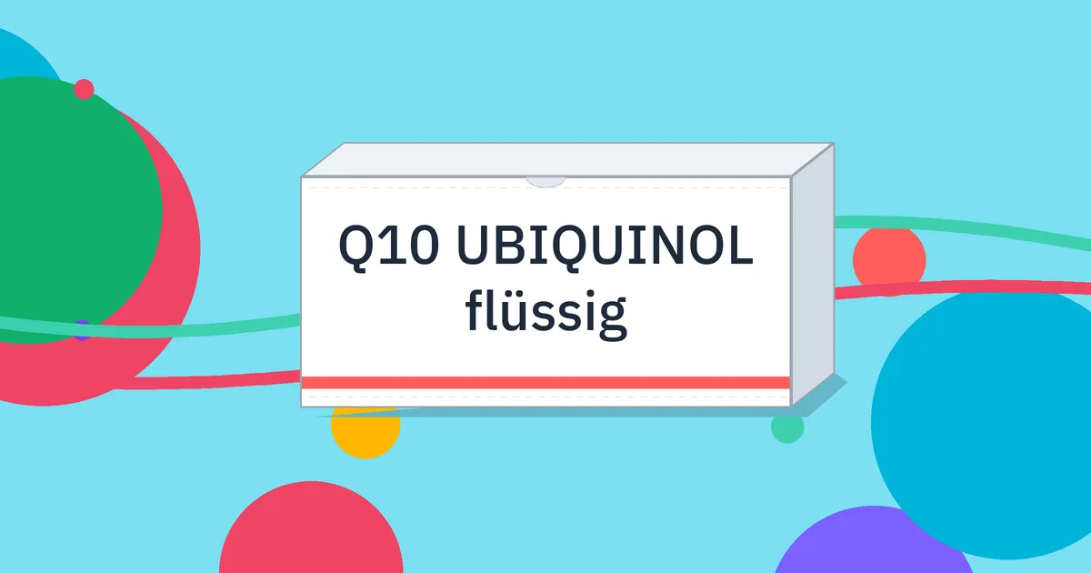 Symbolbild: Packung mit der Aufschrift Q10 UBIQUINOL flüssig (PZN 20109130) – Verfügbarkeit und Bezug in Apotheken in Frankfurt am Main