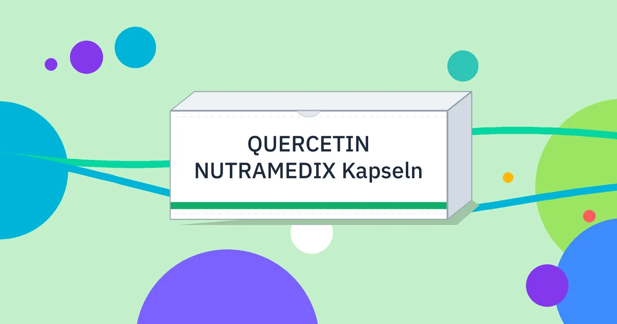 Symbolbild: Packung mit der Aufschrift QUERCETIN NUTRAMEDIX Kapseln (PZN 18103539) – Verfügbarkeit und Bezug in Apotheken in Frankfurt am Main