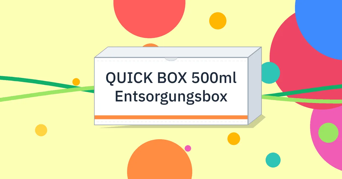 Symbolbild: Packung mit der Aufschrift QUICK BOX 500ml Entsorgungsbox (PZN 09239211) – Verfügbarkeit und Bezug in Apotheken in Frankfurt am Main