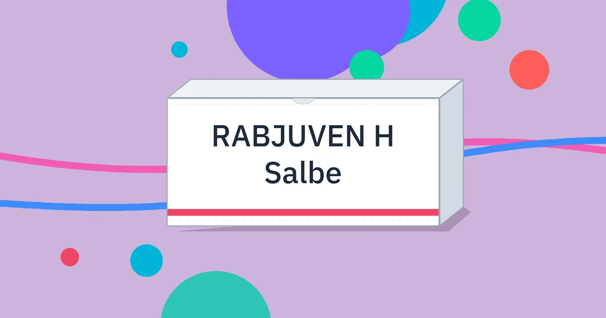 Symbolbild: Packung mit der Aufschrift RABJUVEN H Salbe (PZN 01650792) – Verfügbarkeit und Bezug in Apotheken in Frankfurt am Main