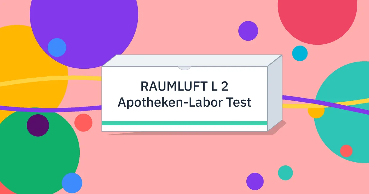 Symbolbild: Packung mit der Aufschrift RAUMLUFT L 2 Apotheken-Labor Test (PZN 05130078) – Verfügbarkeit und Bezug in Apotheken in Frankfurt am Main