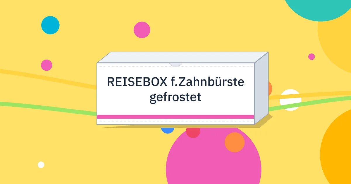 Symbolbild: Packung mit der Aufschrift REISEBOX f.Zahnbürste gefrostet (PZN 03150208) – Verfügbarkeit und Bezug in Apotheken in Frankfurt am Main