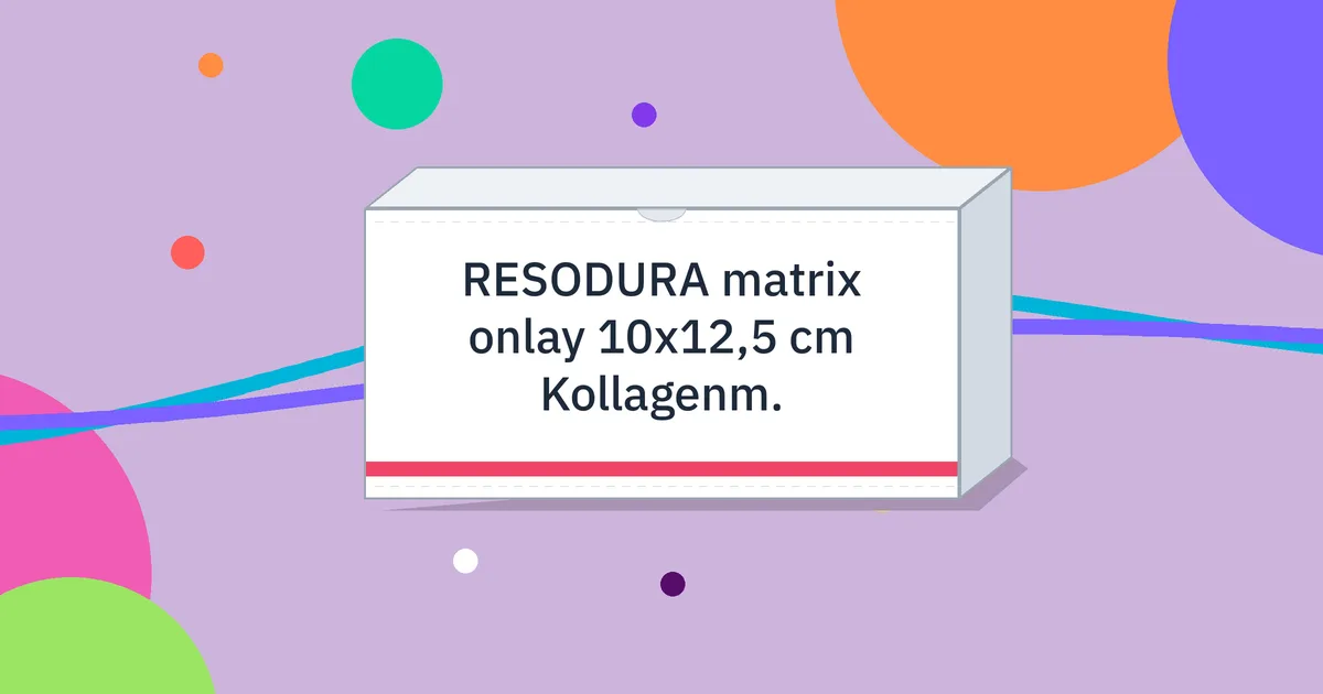 Symbolbild: Packung mit der Aufschrift RESODURA matrix onlay 10x12,5 cm Kollagenm. (PZN 14304063) – Verfügbarkeit und Bezug in Apotheken in Frankfurt am Main