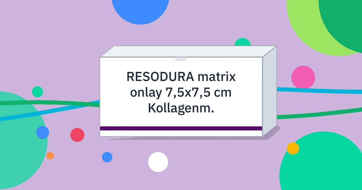Symbolbild: Packung mit der Aufschrift RESODURA matrix onlay 7,5x7,5 cm Kollagenm. (PZN 14304034) – Verfügbarkeit und Bezug in Apotheken in Frankfurt am Main