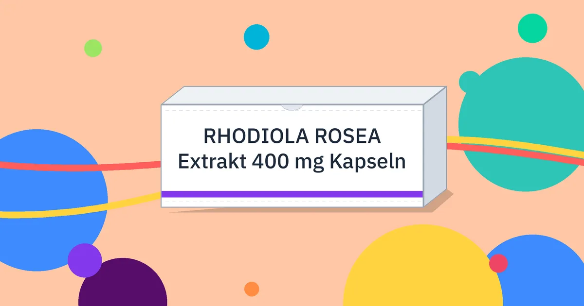 Symbolbild: Packung mit der Aufschrift RHODIOLA ROSEA Extrakt 400 mg Kapseln (PZN 12729864) – Verfügbarkeit und Bezug in Apotheken in Frankfurt am Main