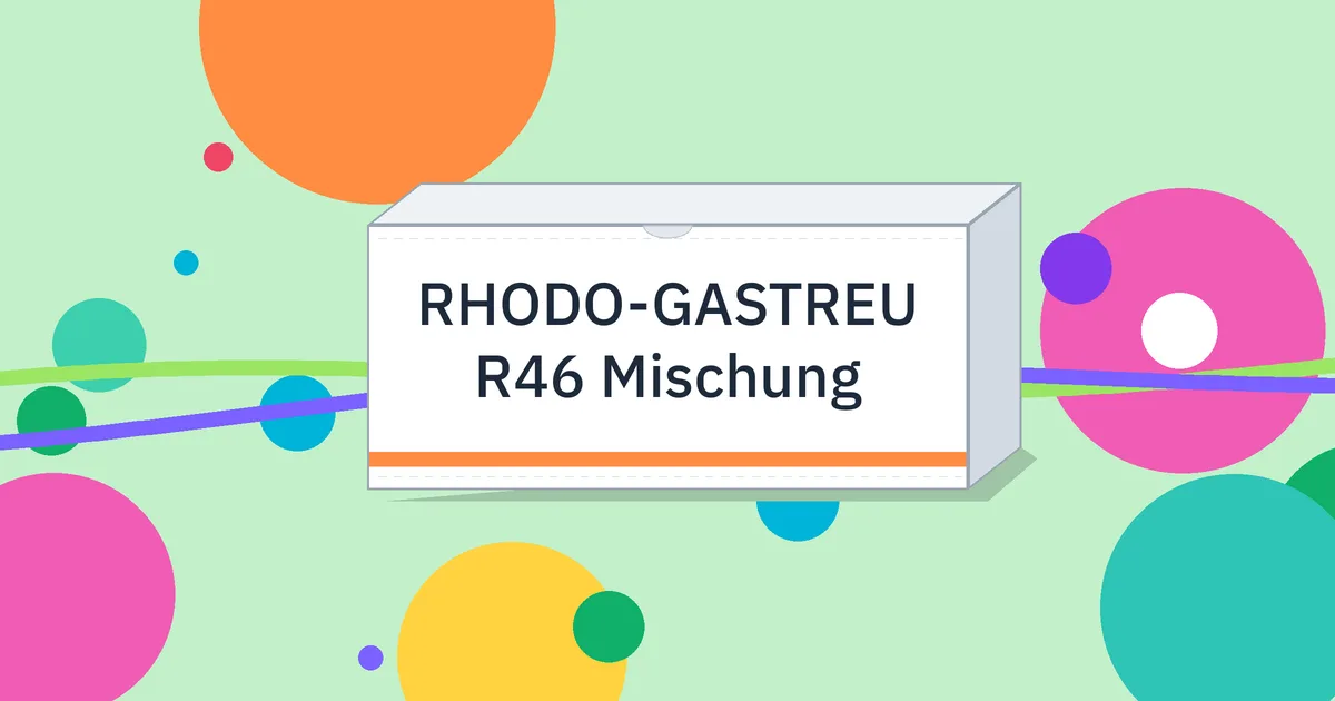 Symbolbild: Packung mit der Aufschrift RHODO-GASTREU R46 Mischung (PZN 04163259) – Verfügbarkeit und Bezug in Apotheken in Frankfurt am Main