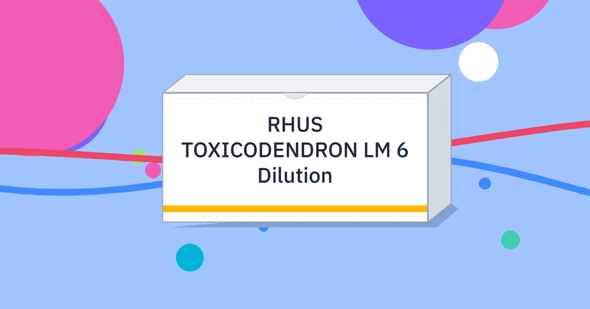 Symbolbild: Packung mit der Aufschrift RHUS TOXICODENDRON LM 6 Dilution (PZN 02603547) – Verfügbarkeit und Bezug in Apotheken in Frankfurt am Main