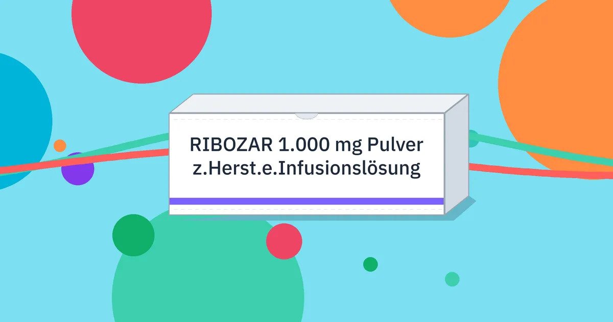 Symbolbild: Packung mit der Aufschrift RIBOZAR 1.000 mg Pulver z.Herst.e.Infusionslösung (PZN 05129081) – Verfügbarkeit und Bezug in Apotheken in Frankfurt am Main