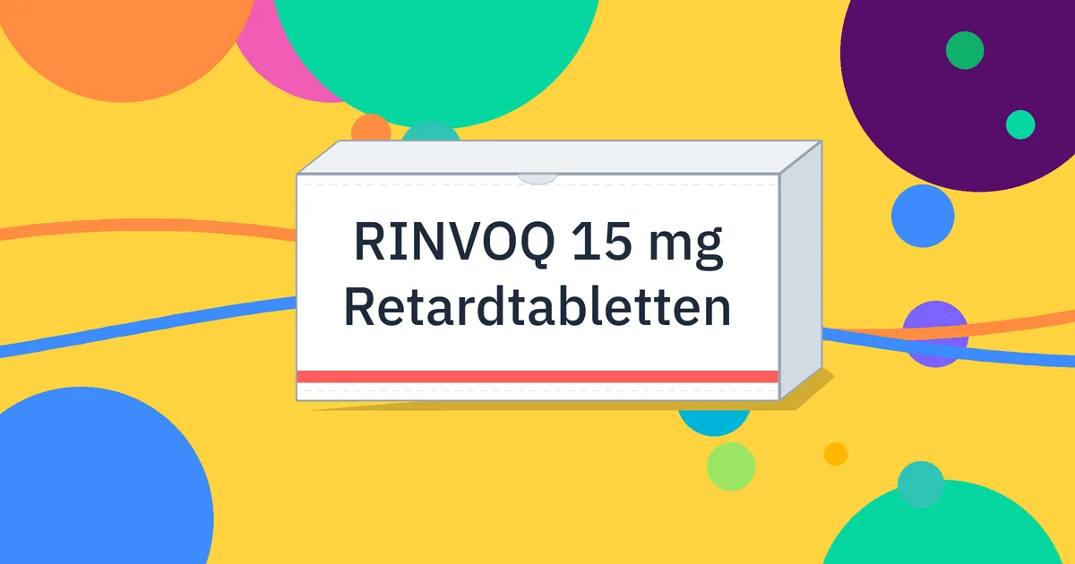 Symbolbild: Packung mit der Aufschrift RINVOQ 15 mg Retardtabletten (PZN 19293269) – Verfügbarkeit und Bezug in Apotheken in Frankfurt am Main