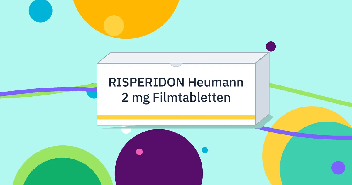 Symbolbild: Packung mit der Aufschrift RISPERIDON Heumann 2 mg Filmtabletten (PZN 01565833) – Verfügbarkeit und Bezug in Apotheken in Frankfurt am Main