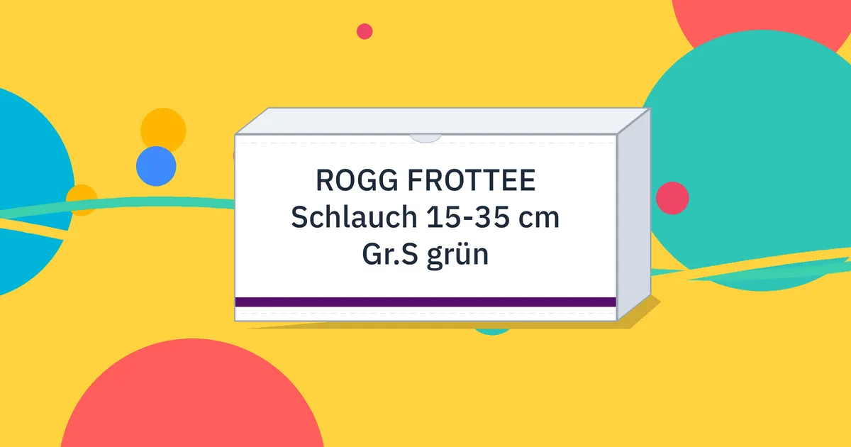 Symbolbild: Packung mit der Aufschrift ROGG FROTTEE Schlauch 15-35 cm Gr.S grün (PZN 05963163) – Verfügbarkeit und Bezug in Apotheken in Frankfurt am Main