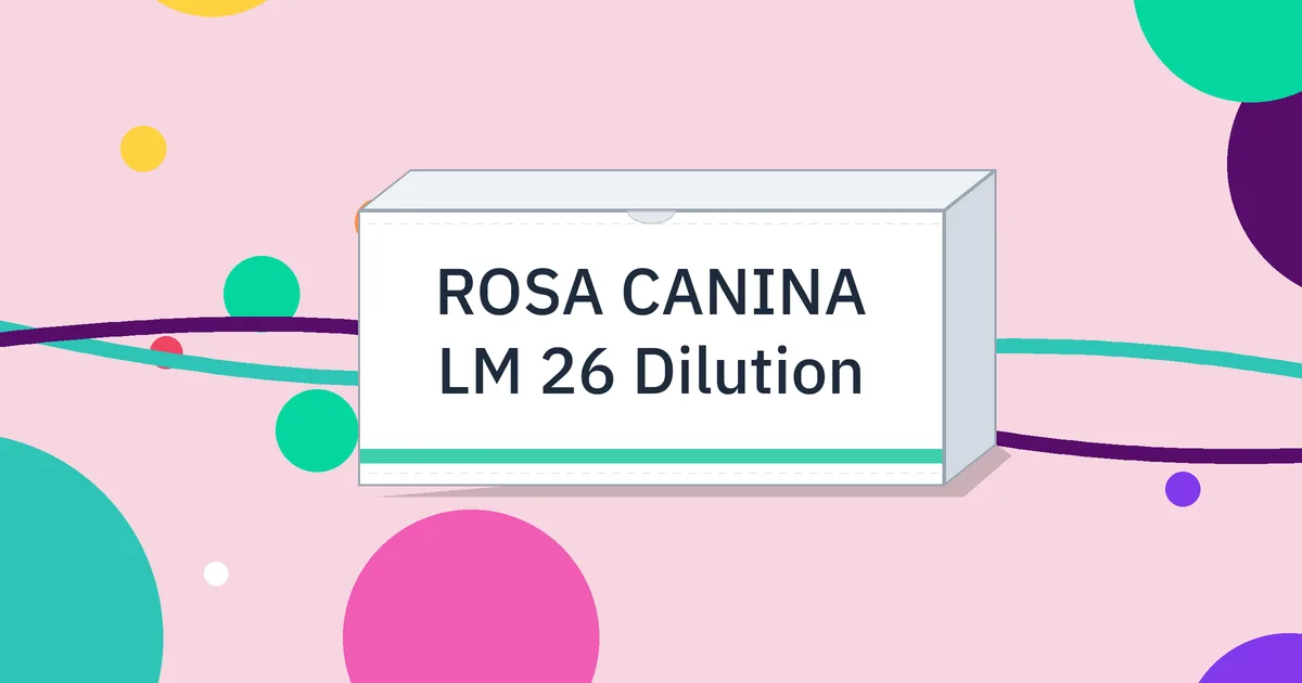 Symbolbild: Packung mit der Aufschrift ROSA CANINA LM 26 Dilution (PZN 13055511) – Verfügbarkeit und Bezug in Apotheken in Frankfurt am Main