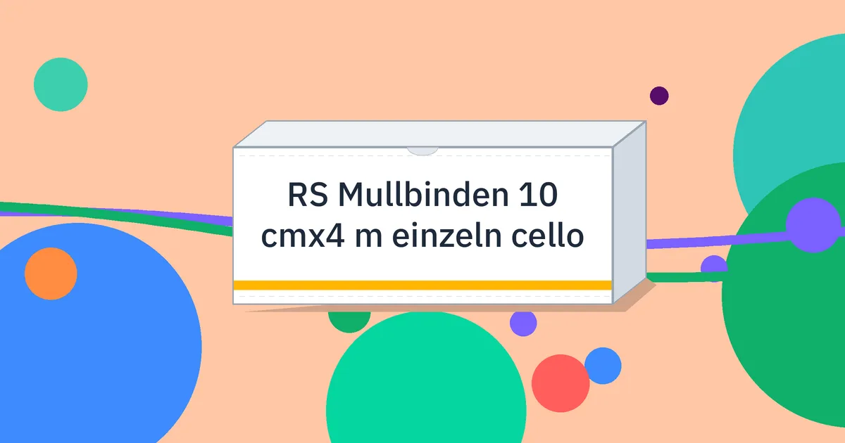 Symbolbild: Packung mit der Aufschrift RS Mullbinden 10 cmx4 m einzeln cello (PZN 02471695) – Verfügbarkeit und Bezug in Apotheken in Frankfurt am Main
