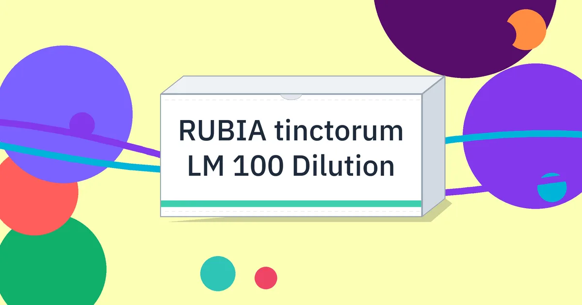Symbolbild: Packung mit der Aufschrift RUBIA tinctorum LM 100 Dilution (PZN 13057036) – Verfügbarkeit und Bezug in Apotheken in Frankfurt am Main