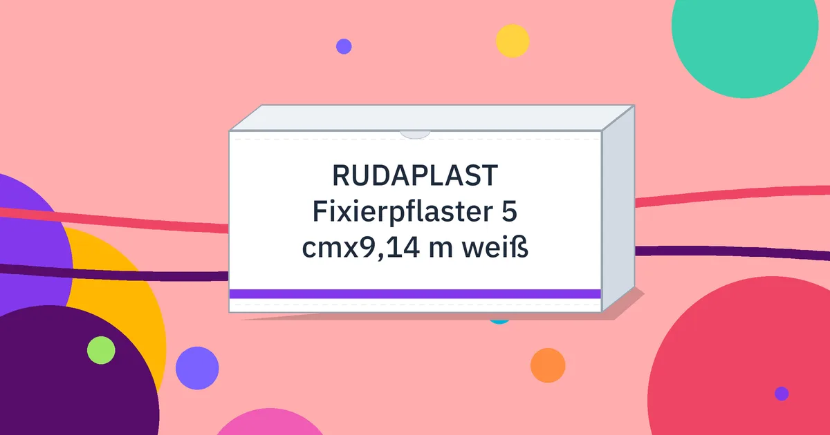 Symbolbild: Packung mit der Aufschrift RUDAPLAST Fixierpflaster 5 cmx9,14 m weiß (PZN 09333269) – Verfügbarkeit und Bezug in Apotheken in Frankfurt am Main