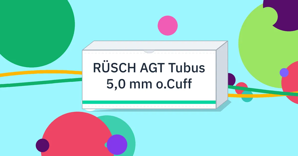 Symbolbild: Packung mit der Aufschrift RÜSCH AGT Tubus 5,0 mm o.Cuff (PZN 06636348) – Verfügbarkeit und Bezug in Apotheken in Frankfurt am Main