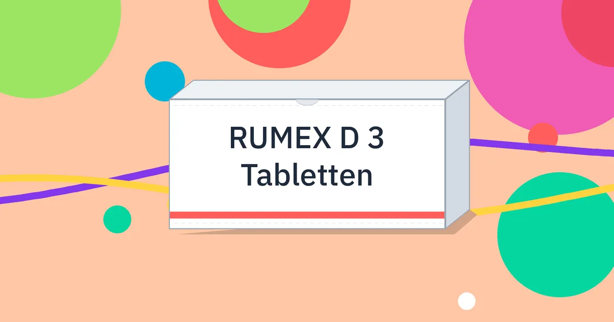 Symbolbild: Packung mit der Aufschrift RUMEX D 3 Tabletten (PZN 01784009) – Verfügbarkeit und Bezug in Apotheken in Frankfurt am Main