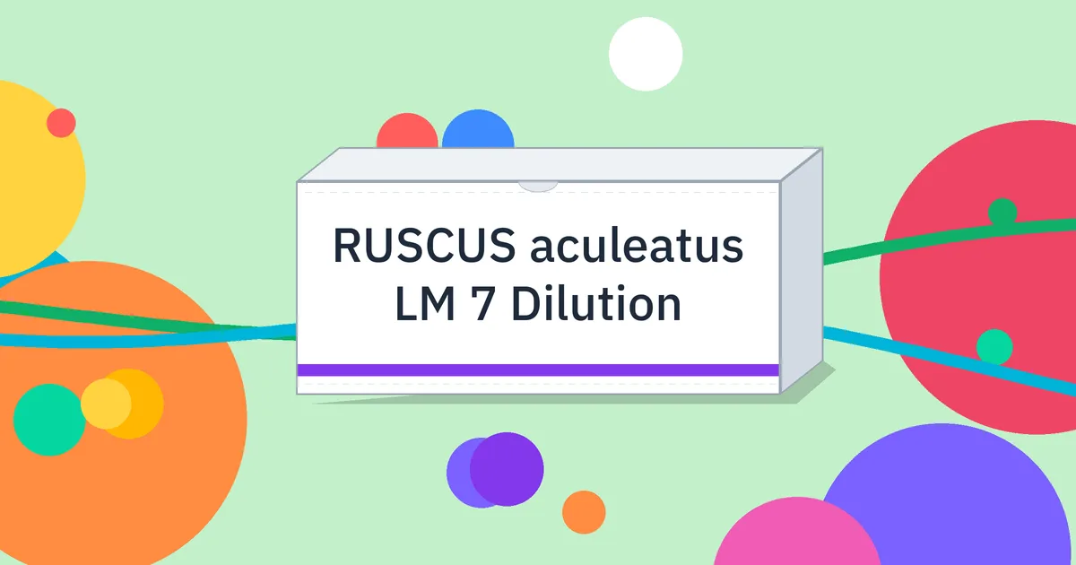 Symbolbild: Packung mit der Aufschrift RUSCUS aculeatus LM 7 Dilution (PZN 13173191) – Verfügbarkeit und Bezug in Apotheken in Frankfurt am Main