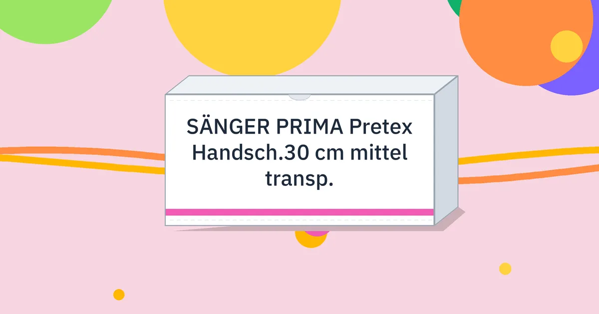 Symbolbild: Packung mit der Aufschrift SÄNGER PRIMA Pretex Handsch.30 cm mittel transp. (PZN 00774339) – Verfügbarkeit und Bezug in Apotheken in Frankfurt am Main