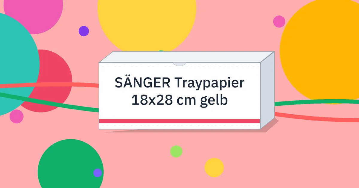 Symbolbild: Packung mit der Aufschrift SÄNGER Traypapier 18x28 cm gelb (PZN 05107211) – Verfügbarkeit und Bezug in Apotheken in Frankfurt am Main