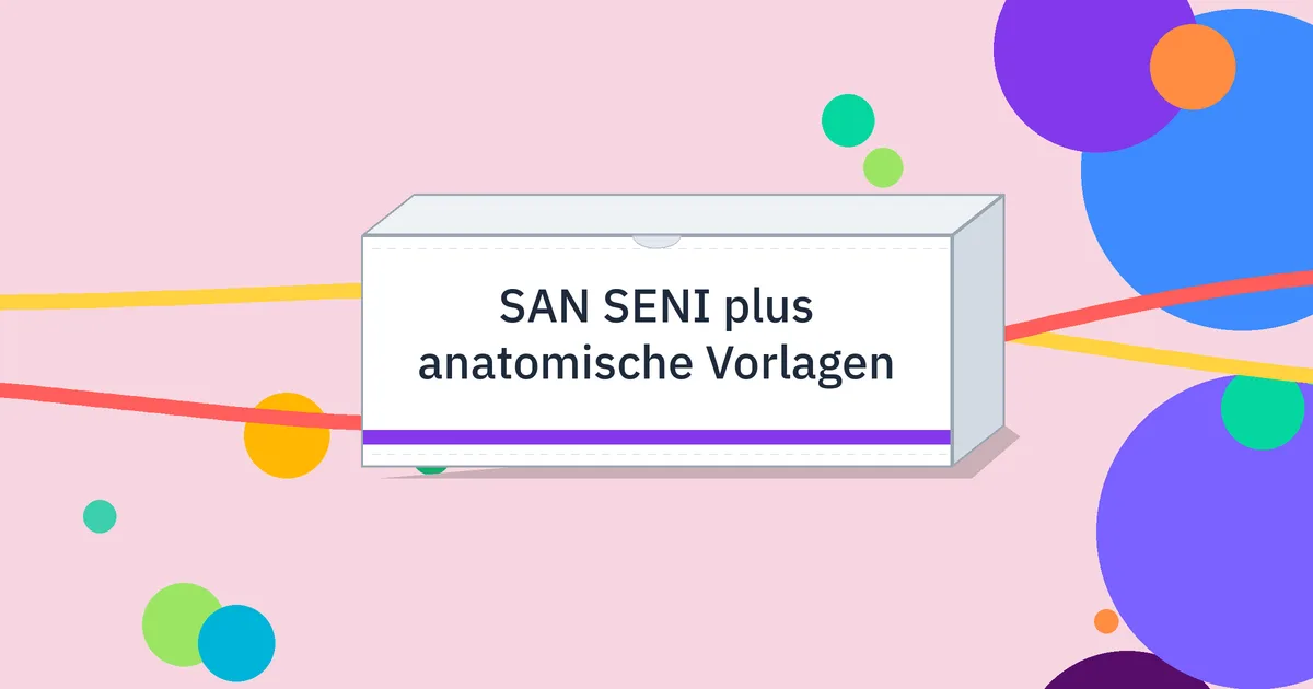 Symbolbild: Packung mit der Aufschrift SAN SENI plus anatomische Vorlagen (PZN 03427667) – Verfügbarkeit und Bezug in Apotheken in Frankfurt am Main