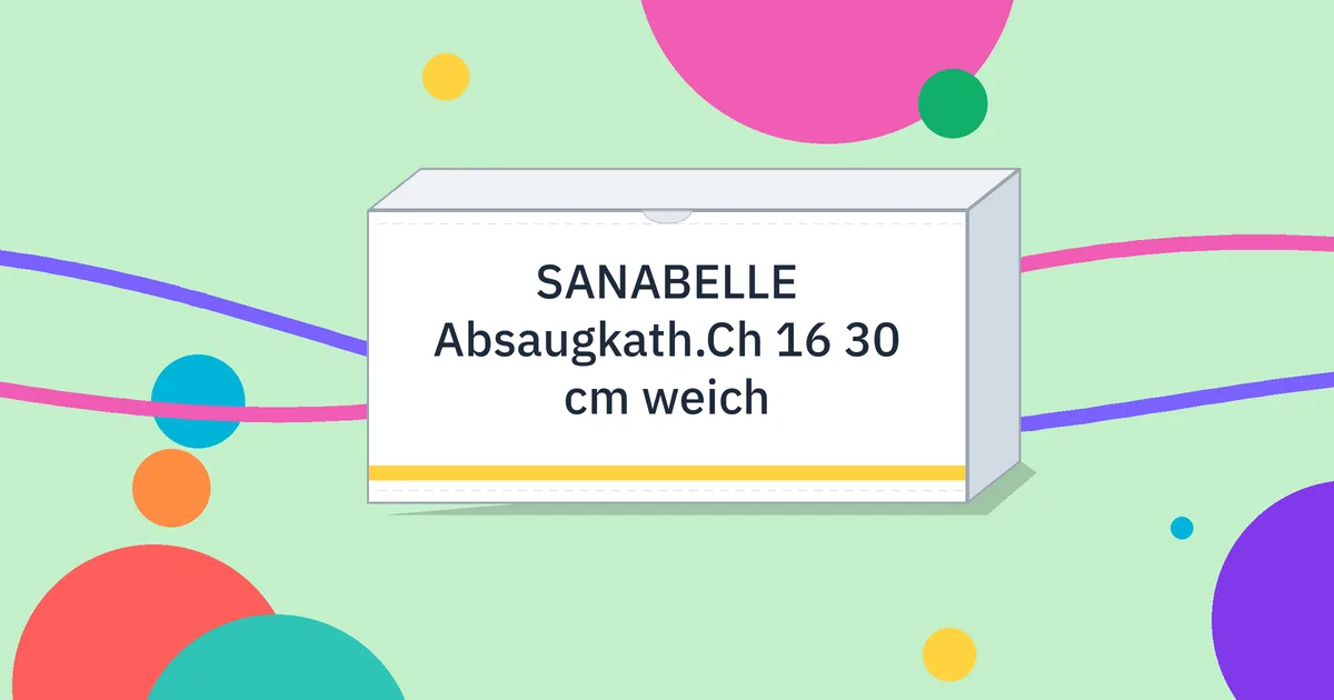 Symbolbild: Packung mit der Aufschrift SANABELLE Absaugkath.Ch 16 30 cm weich (PZN 00032448) – Verfügbarkeit und Bezug in Apotheken in Frankfurt am Main