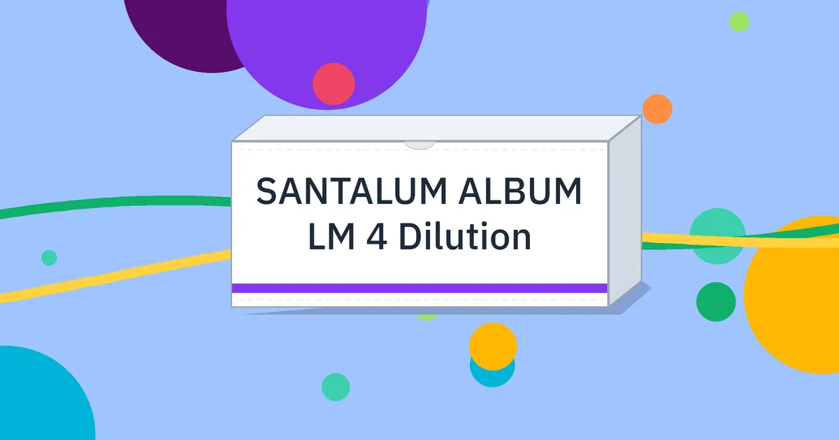 Symbolbild: Packung mit der Aufschrift SANTALUM ALBUM LM 4 Dilution (PZN 13684193) – Verfügbarkeit und Bezug in Apotheken in Frankfurt am Main
