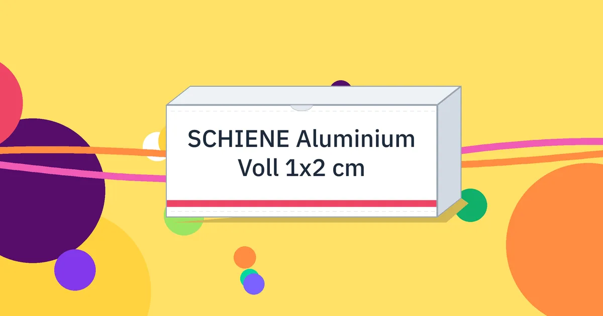 Symbolbild: Packung mit der Aufschrift SCHIENE Aluminium Voll 1x2 cm (PZN 01736200) – Verfügbarkeit und Bezug in Apotheken in Frankfurt am Main