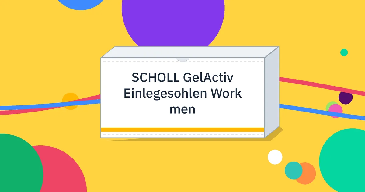 Symbolbild: Packung mit der Aufschrift SCHOLL GelActiv Einlegesohlen Work men (PZN 10821011) – Verfügbarkeit und Bezug in Apotheken in Frankfurt am Main