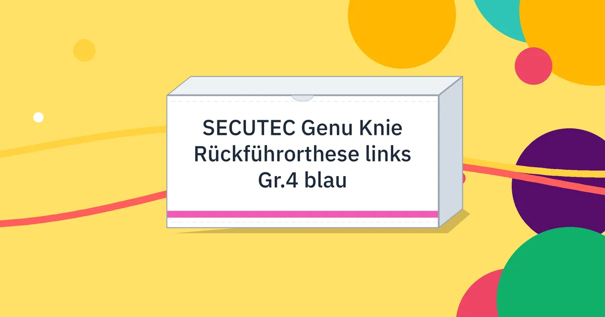 Symbolbild: Packung mit der Aufschrift SECUTEC Genu Knie Rückführorthese links Gr.4 blau (PZN 12510746) – Verfügbarkeit und Bezug in Apotheken in Frankfurt am Main