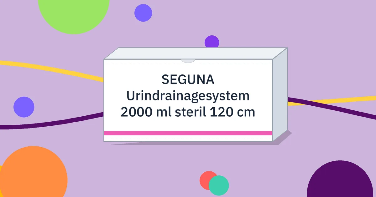 Symbolbild: Packung mit der Aufschrift SEGUNA Urindrainagesystem 2000 ml steril 120 cm (PZN 14312944) – Verfügbarkeit und Bezug in Apotheken in Frankfurt am Main