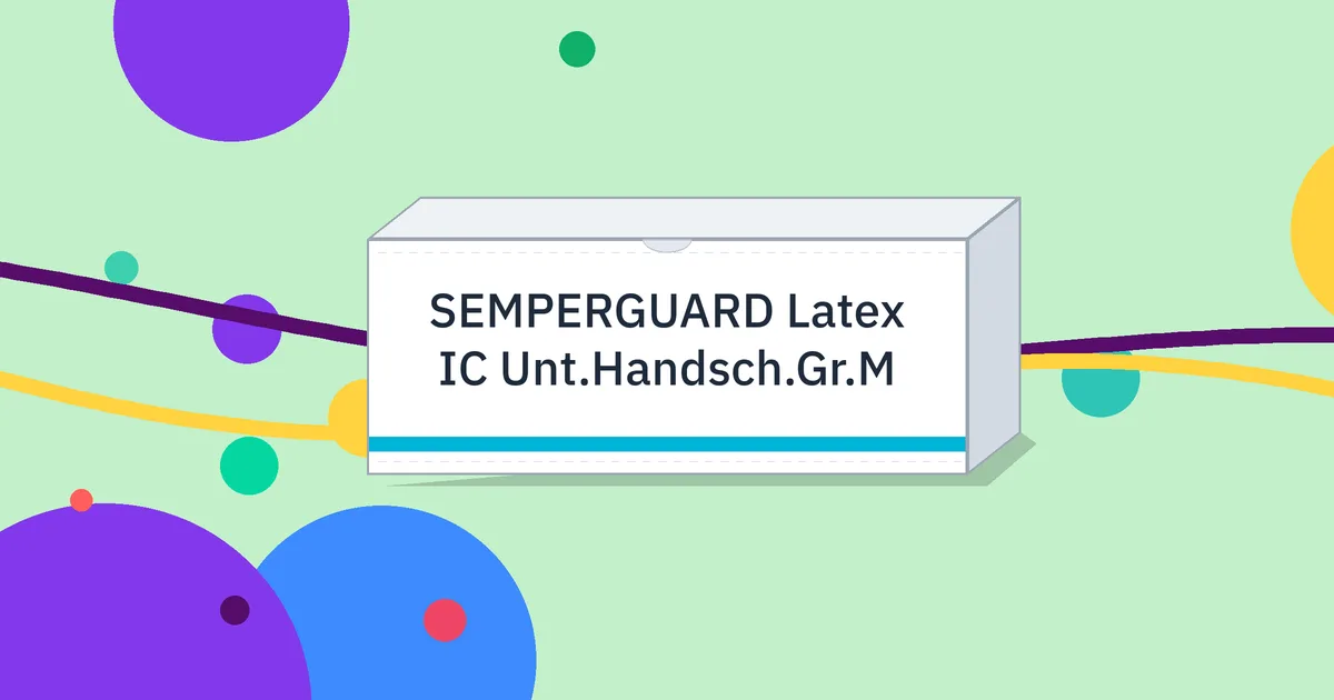 Symbolbild: Packung mit der Aufschrift SEMPERGUARD Latex IC Unt.Handsch.Gr.M (PZN 12365474) – Verfügbarkeit und Bezug in Apotheken in Frankfurt am Main