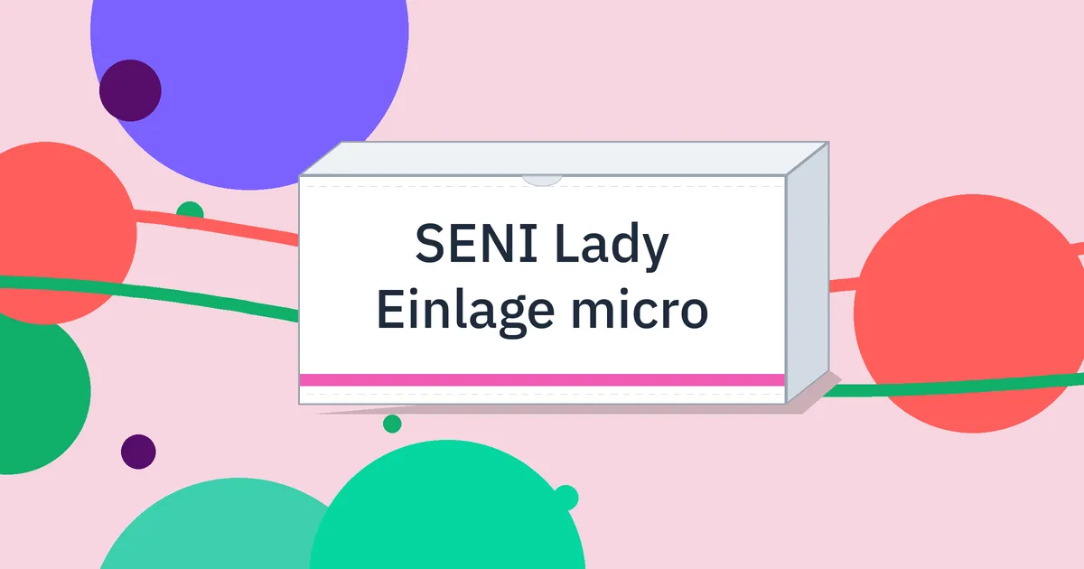 Symbolbild: Packung mit der Aufschrift SENI Lady Einlage micro (PZN 10123028) – Verfügbarkeit und Bezug in Apotheken in Frankfurt am Main