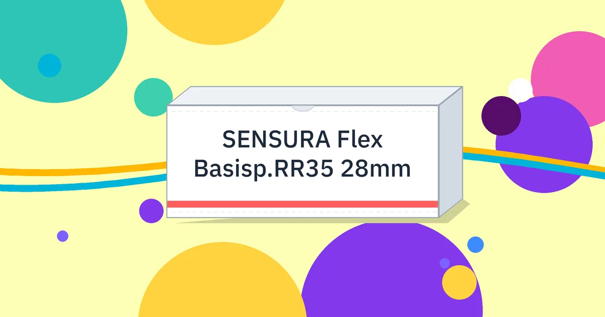 Symbolbild: Packung mit der Aufschrift SENSURA Flex Basisp.RR35 28mm (PZN 00553785) – Verfügbarkeit und Bezug in Apotheken in Frankfurt am Main
