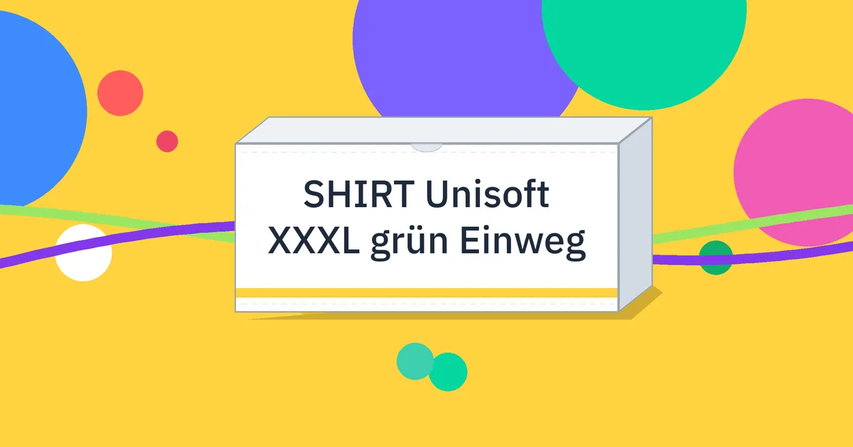 Symbolbild: Packung mit der Aufschrift SHIRT Unisoft XXXL grün Einweg (PZN 04703632) – Verfügbarkeit und Bezug in Apotheken in Frankfurt am Main