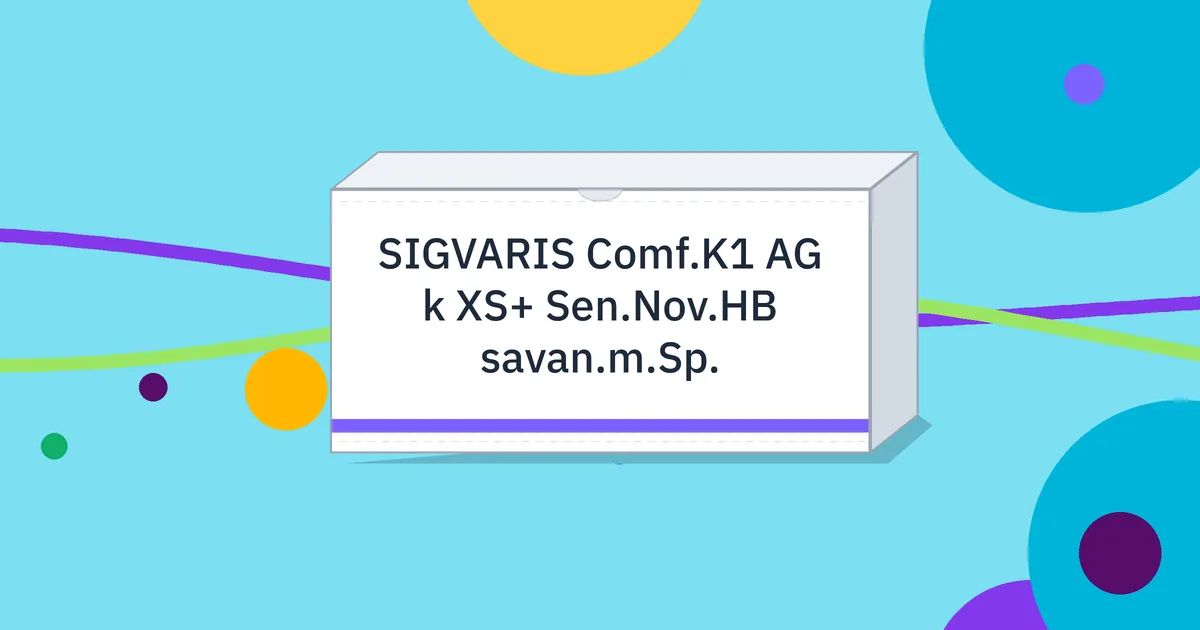 Symbolbild: Packung mit der Aufschrift SIGVARIS Comf.K1 AG k XS+ Sen.Nov.HB savan.m.Sp. (PZN 17103678) – Verfügbarkeit und Bezug in Apotheken in Frankfurt am Main