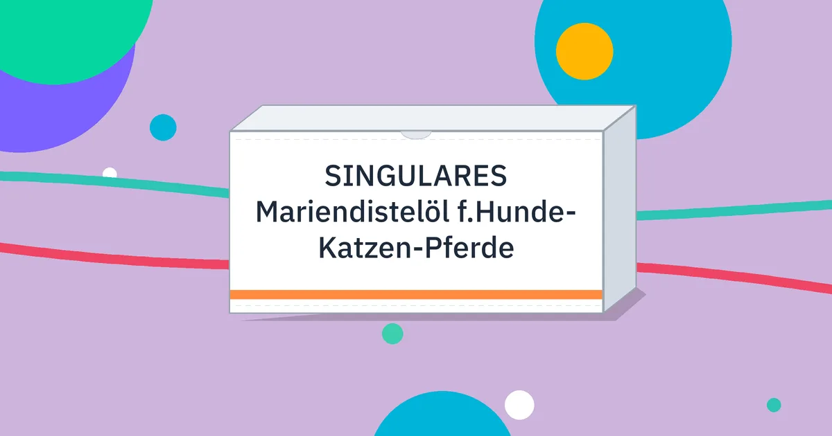 Symbolbild: Packung mit der Aufschrift SINGULARES Mariendistelöl f.Hunde-Katzen-Pferde (PZN 18487474) – Verfügbarkeit und Bezug in Apotheken in Frankfurt am Main