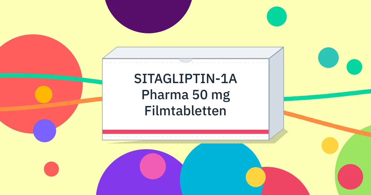 Symbolbild: Packung mit der Aufschrift SITAGLIPTIN-1A Pharma 50 mg Filmtabletten (PZN 17816237) – Verfügbarkeit und Bezug in Apotheken in Frankfurt am Main