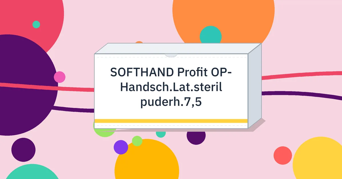 Symbolbild: Packung mit der Aufschrift SOFTHAND Profit OP-Handsch.Lat.steril puderh.7,5 (PZN 00368415) – Verfügbarkeit und Bezug in Apotheken in Frankfurt am Main