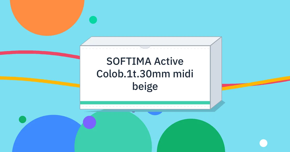 Symbolbild: Packung mit der Aufschrift SOFTIMA Active Colob.1t.30mm midi beige (PZN 09061687) – Verfügbarkeit und Bezug in Apotheken in Frankfurt am Main