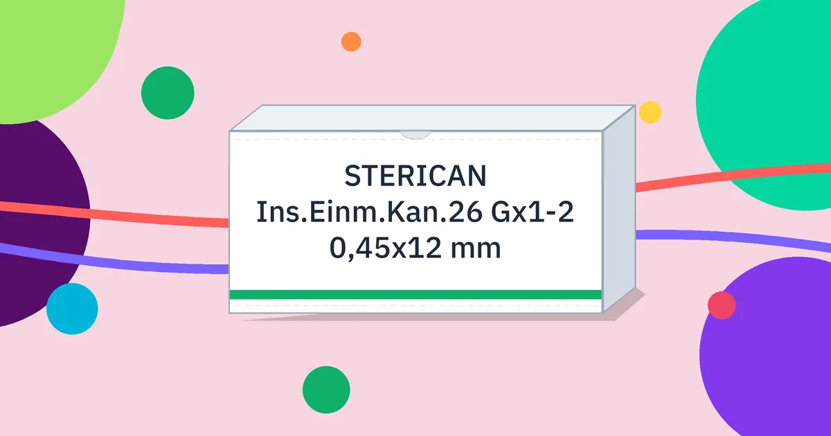 Symbolbild: Packung mit der Aufschrift STERICAN Ins.Einm.Kan.26 Gx1-2 0,45x12 mm (PZN 16016635) – Verfügbarkeit und Bezug in Apotheken in Frankfurt am Main