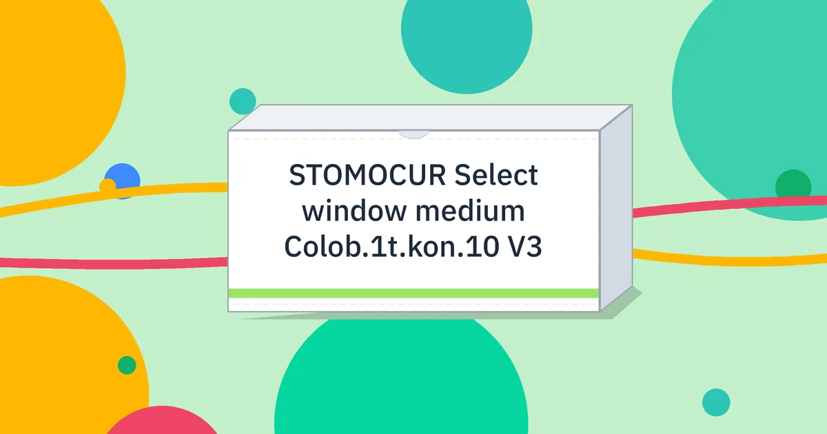 Symbolbild: Packung mit der Aufschrift STOMOCUR Select window medium Colob.1t.kon.10 V3 (PZN 12644122) – Verfügbarkeit und Bezug in Apotheken in Frankfurt am Main