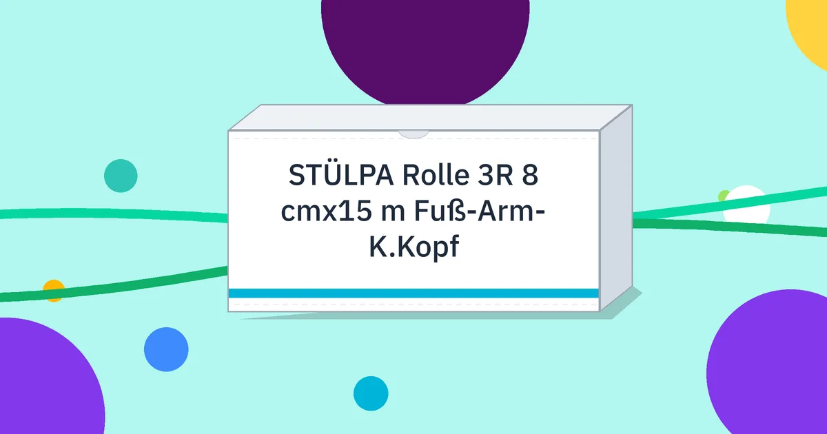 Symbolbild: Packung mit der Aufschrift STÜLPA Rolle 3R 8 cmx15 m Fuß-Arm-K.Kopf (PZN 18363341) – Verfügbarkeit und Bezug in Apotheken in Frankfurt am Main
