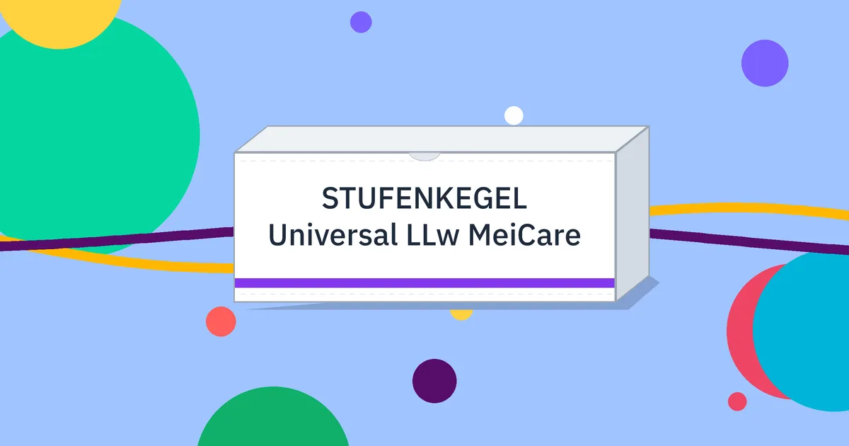 Symbolbild: Packung mit der Aufschrift STUFENKEGEL Universal LLw MeiCare (PZN 20165565) – Verfügbarkeit und Bezug in Apotheken in Frankfurt am Main
