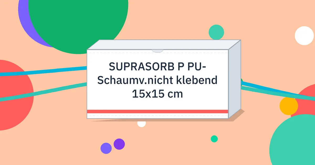 Symbolbild: Packung mit der Aufschrift SUPRASORB P PU-Schaumv.nicht klebend 15x15 cm (PZN 06098796) – Verfügbarkeit und Bezug in Apotheken in Frankfurt am Main