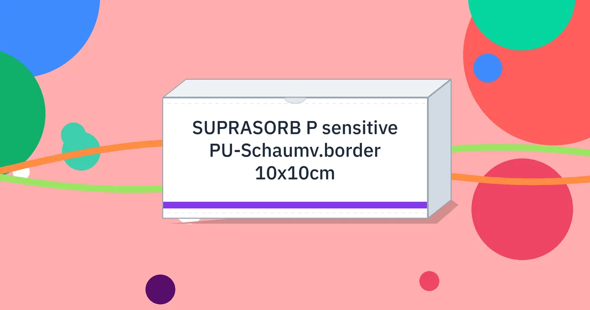 Symbolbild: Packung mit der Aufschrift SUPRASORB P sensitive PU-Schaumv.border 10x10cm (PZN 16259059) – Verfügbarkeit und Bezug in Apotheken in Frankfurt am Main