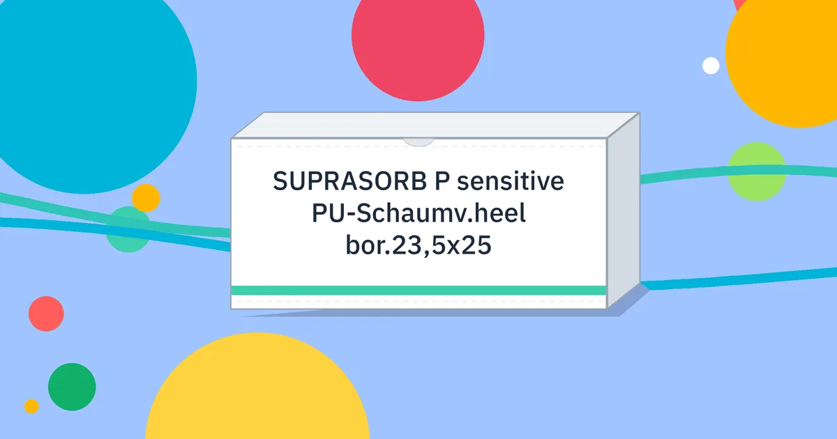 Symbolbild: Packung mit der Aufschrift SUPRASORB P sensitive PU-Schaumv.heel bor.23,5x25 (PZN 16259131) – Verfügbarkeit und Bezug in Apotheken in Frankfurt am Main